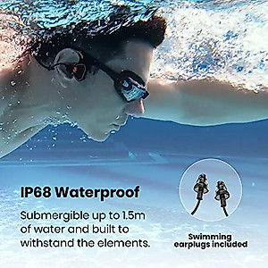 Conduction Labs Freestyle Open-Ear Bone Conduction Swimming Headphones, IP68 Waterproof,Bluetooth Wireless Headset,Waterproof Bone Conduction Headphones,Bone Conduction,Water Resistant,(Black/Grey)