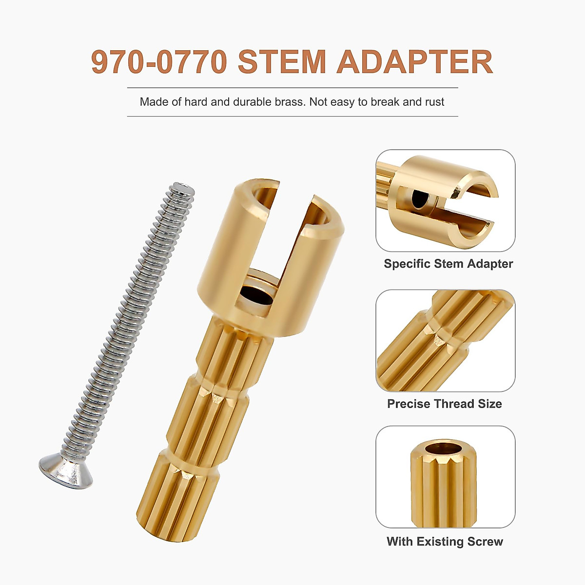 Powswopx 970-0770 Stem Adapter with Screw Replace for 970-0770 Plumbing Equipment, Pfister Securepfit Trims, Shower Handle Stem Extension Tub and Faucet Accessories Valve Extender Trim Repair