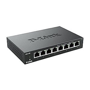 D-Link Fast Ethernet Switch, 8 Port Unmanaged Metal Fanless Desktop Network Internet (DES-108), Black