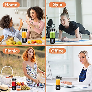 VOTSUPKITDINOK Portable Blender for Shakes and Smoothies, USB Rechargeable Personal Blender with 6pcs 3D Blades, Strong Blending Power, 13.5Oz & Cleansing Brush for Travel, Office and Sports - Black