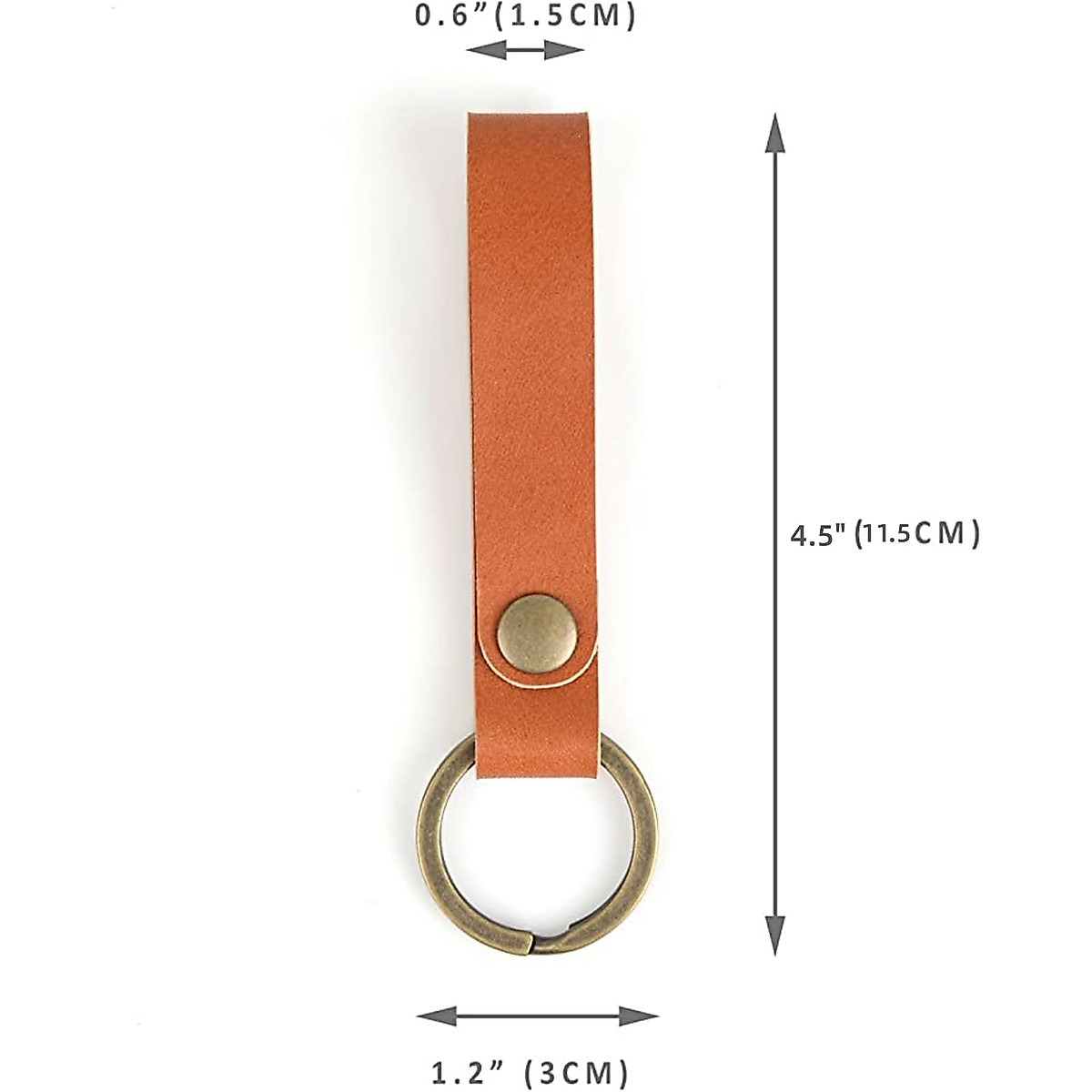 Zittop Leather Keychain POB Solid Metal Bronze Handcraft Key Ring Lanyard Handmade (Coffee colour)