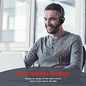 NUBWO HW02 USB Computer Headset with Clear Chat Microphone, Lightweight On-Ear Wired Headset for MS Teams, Skype, Webinars, Call Center and More (Black)