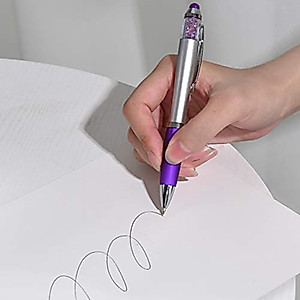 MiSiBao Stylus Pens for Touch Screens, Medium Point Pens with Crystals for Women and Kids Black Ink Pen with Stylus Ballpoint Pens with Comfort Grip for The Ipad(10 Count+4 Refills)