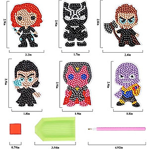 HTPDIOP16 PCS Kids DIY Diamond Painted Sticker Kit, Superhero Creative Digital Painted Diamond Dots Mosaic Stickers, Crafts for Kids, Boys, Girls and Adult Beginners.