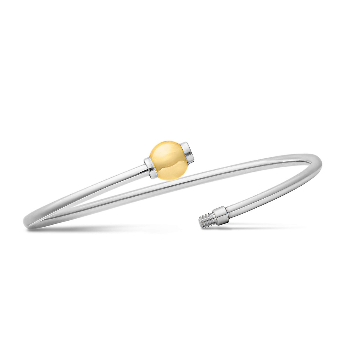 Lighthouse Creations The Traditional Sterling Silver & 14K Yellow Gold Clad Single Ball Threaded Bracelet from Cape Cod…FLEX Style, 8"