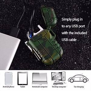 Pack of 2 Dual Arc Plasma Electric Rechargeable Flameless Lighter Waterproof Windproof for Camping, Hiking, Skiing, Outdoor Adventure (Black)