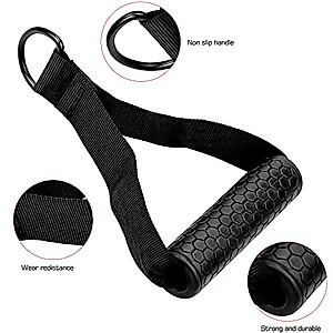 2 Pcs Resistance Bands Handle, Cable Machine Attachments Fitness Grips Strap Stirrup Handle with ABS Cores Silicon Grip for Gym Pilates Yoga Crossover Triceps Exercise