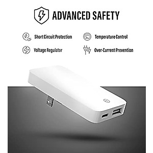 Type C Flat Wall Charger, Galvanox Ultra Slim (Multi-Port Power Adapter) for iPhone 11/12/13 iPhone 14 Pro/Max and Samsung Galaxy Models, 20W Fast Charging Outlet Plug - 2 Pack (Dual USB-C USB-A)