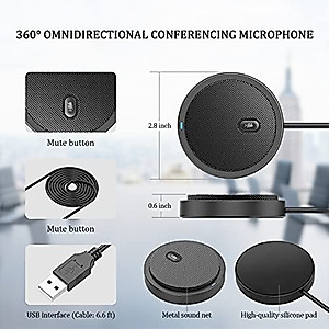 Runpu USB Conference Omnidirectional Computer Microphone, 360° Voice Pickup Condenser PC Mic with Mute Button for Conference, Zoom Meeting, Recording, Skype, Gaming, Plug & Play