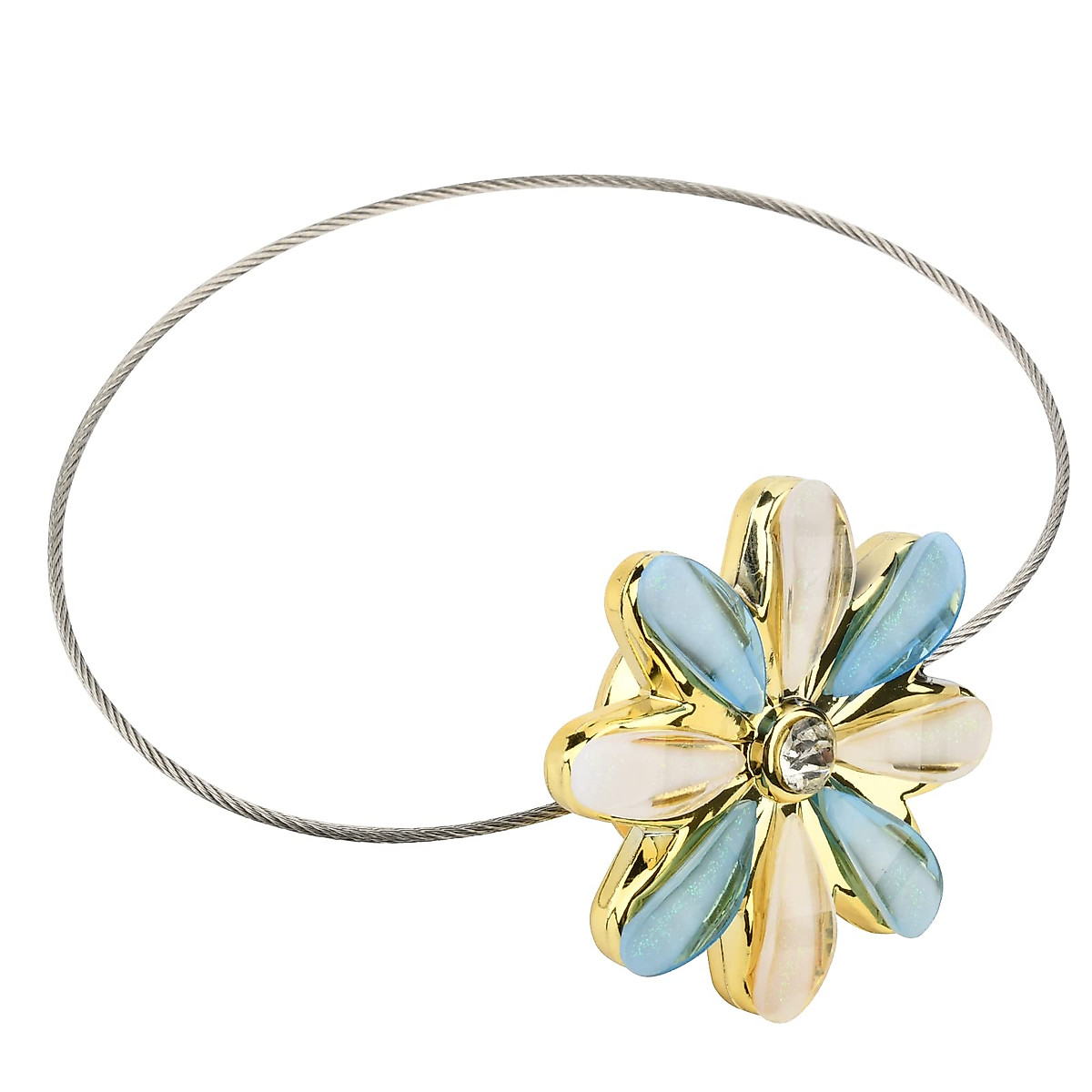 Cosmos 2 Pairs Curtain Tiebacks Flower Curtain Clips Decorative Drapery Holdbacks with 1 Pc Marble Pattern Storage Bag