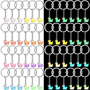 Mini Duck Keychains Glow in the Dark Duck Keychains Duck Party Favors Light up Tiny Duck for Birthday Baby Shower(48 Pcs)