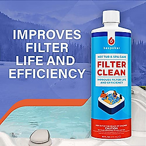 Bespoke+ Spa Filter Cleaner for Hot Tubs - 1-Hour Cartridge Filter Cleaner Soak Solution, Hot Tub Filter Cleaner Soak & Pool Filter Cleaner for Pool Cartridges (1-Quart)