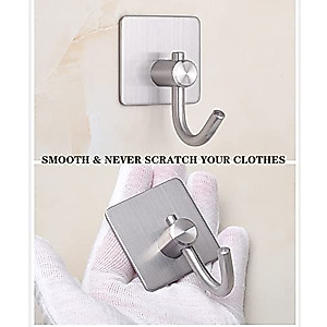 8 Pack Adhesive Hooks Heavy Duty Stainless Steel Wall Hooks Sticky Holder Waterproof Aluminum Towel Hooks for Hanging Coat Hat Key Clothes Closet Hook Wall Mount for Kitchen Bathroom Office