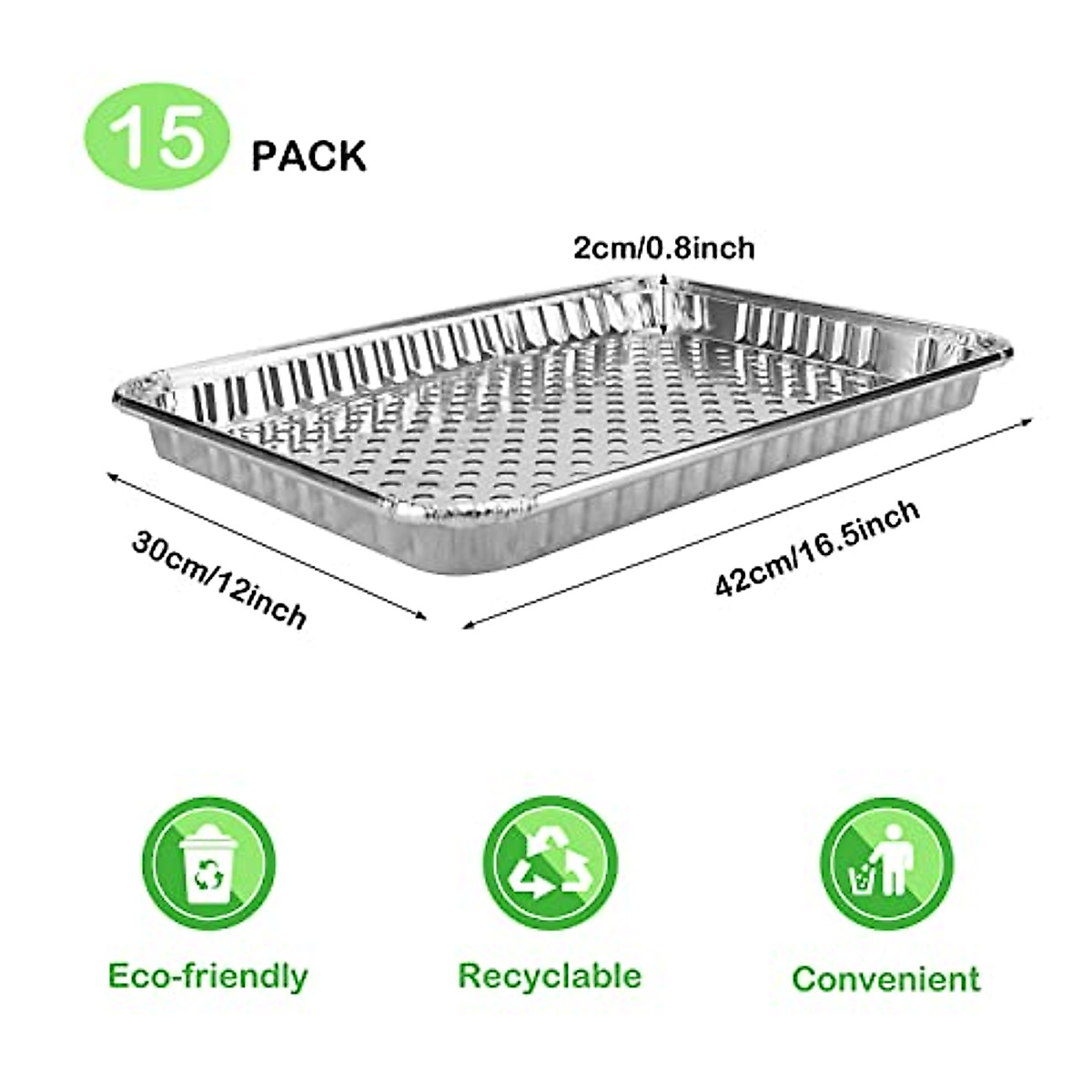 Roponan Disposable Aluminum Foil Grill Topper Pans, Grill Grate Liners, BBQ Grill Accessories for Outdoor Cooking and Camping - Prevents Food from Falling into Grill or Sticking to Grate (15 Pack)
