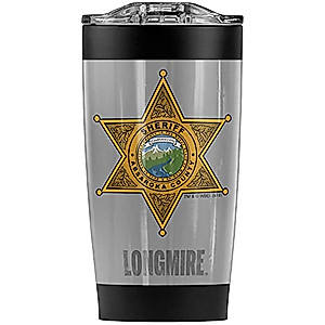Longmire Badge Stainless Steel Tumbler 20 oz Coffee Travel Mug/Cup, Vacuum Insulated & Double Wall with Leakproof Sliding Lid | Great for Hot Drinks and Cold Beverages