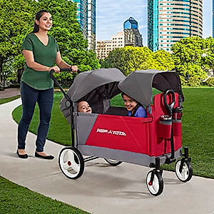 Radio Flyer Discovery Stroll 'N Wagon with Canopies, Folding Wagon with Single Recline Seat, for 1+ Years