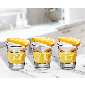 Personalized Shot Glass 1.5 oz Custom Shot Glass with Name and Monogram Whiskey Tequila Liqueur Heavy Base Mini Glass for Drinkware Decoration Gift