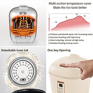 CHACEEF Mini Rice Cooker 2-Cups Uncooked, 1.2L Portable Non-Stick Small Travel Rice Cooker Beige & CHACEEF Travel Electric Kettle, 350ml Small Portable Kettle with Non-stick Coating, Pink