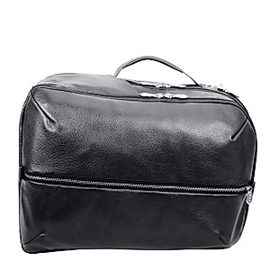 McKleinUSA Englewood, Pebble Grain Calfskin Leather, 17" Leather, Triple Compartment, Carry-All, Laptop & Tablet Weekend Backpack, Black (18895)
