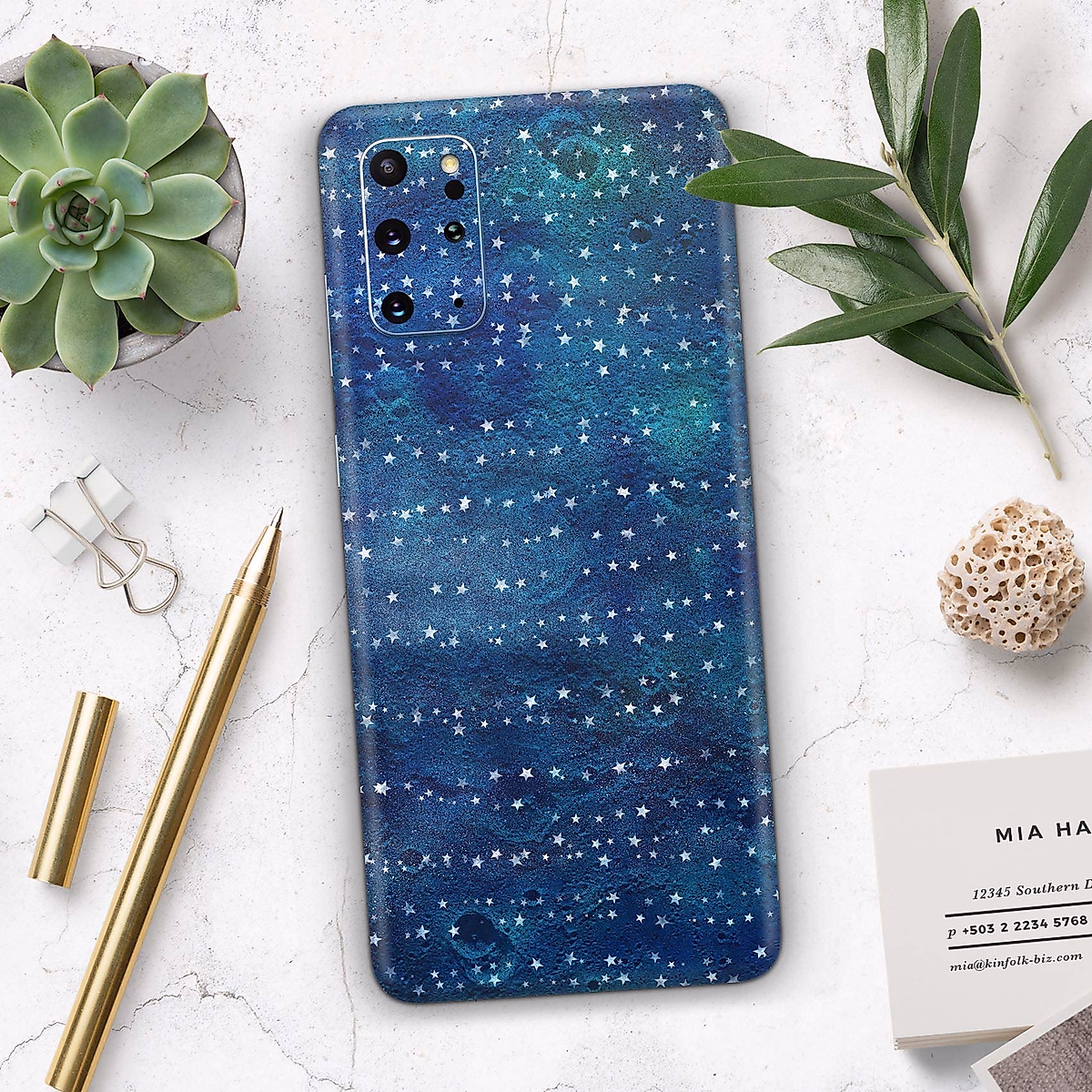 DesignSkinz The Grungy Blue Green Stars Surface Protective Vinyl Decal Wrap Skin Cover Compatible with The Samsung Galaxy S20 (Screen Trim & Back Glass Skin)