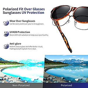 GEGURI Fit Over Glasses Sunglasses for Women Men, Oversized Round Sunglasses Polarized 100% UV400 Protection