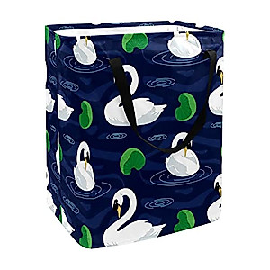 Swan Elegant Design Laundry Basket Large Cloth Organizer Bag Basket Foldable Laundry Hamper with Handles