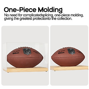 Football Display Case - Acrylic Full Size Football Display Case with Wooden Base Compatible with Adult Footballs / Youth Footballs / Kids Footballs