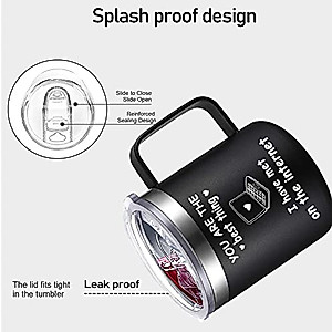 DRONEA Coffee Mug Stainless Steel Insulated Travel Mug with Handle Funny Gifts for Him Mens, Unique Gifts for Boyfriend, Husband on Mothers Day, Anniversary, Birthday (Black)