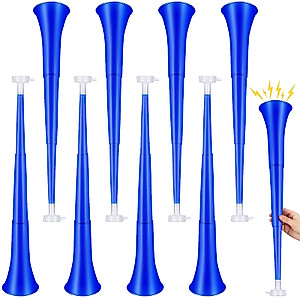 Honoson 8 Pieces Collapsible Stadium Horn 24 Inch Plastic Trumpet Vuvuzela Horn Blow Horn Noisemakers for Sporting Events Graduation Games School Sports Party Supplies Favors Accessories (Blue)