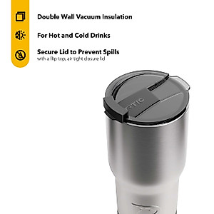 RTIC 20 oz Insulated Tumbler Stainless Steel Coffee Travel Mug with Lid, Spill Proof, Hot Beverage and Cold, Portable Thermal Cup for Car, Camping