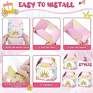 Nezyo Princess and Prince Treat Boxes Pink Princess Boxes Blue Prince Castle Gift Boxes Little Princess Crown Goodie Boxes Royal Prince Cardboard Boxes for Boy Girl Birthday (Princess, 12 pcs)