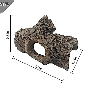 Tfwadmx Large Reptile Hides Lizard Resin Hollow Tree Trunk Hideout Bendable Vines Leaves Bearded Dragon Tank Accessories Gecko Habitat Decoration for Chameleon,Snake and Hermit Crabs