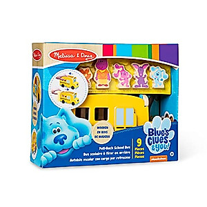 Melissa & Doug Blue's Clues & You! Wooden Pull-Back School Bus (9 Pieces)