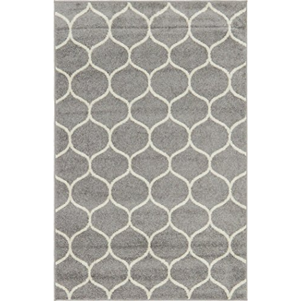 Unique Loom Trellis Frieze Collection Area Rug - Rounded (4' 1" x 6' 1", Light Gray/ Ivory)