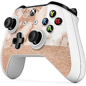 Skinit Decal Gaming Skin compatible with Xbox One S Controller - Originally Designed White Rose Gold Marble Design