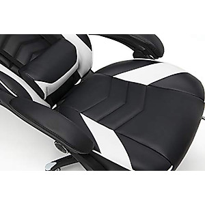 RESPAWN 110 Ergonomic Gaming Chair with Footrest Recliner - Racing Style High Back PC Computer Desk Office Chair - 360 Swivel, Adjustable Lumbar Support, Headrest Pillow, Padded Armrests - 2019 White