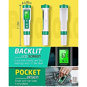 4 in 1 Digital pH Meter for Water, ±0.01 Resolution High Accuracy Tds Meter Digital Water Tester with ATC pH Tester, Water Tester for Drinking Water, Brewing, Hydroponics, Wine, Pool and Aquarium