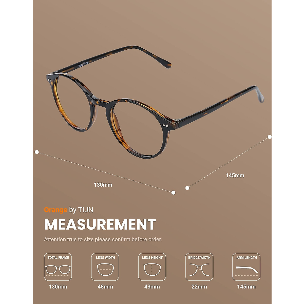 TIJN Vintage Glasses for Women Men Thick Round Rim Eyeglasses Clear Lens