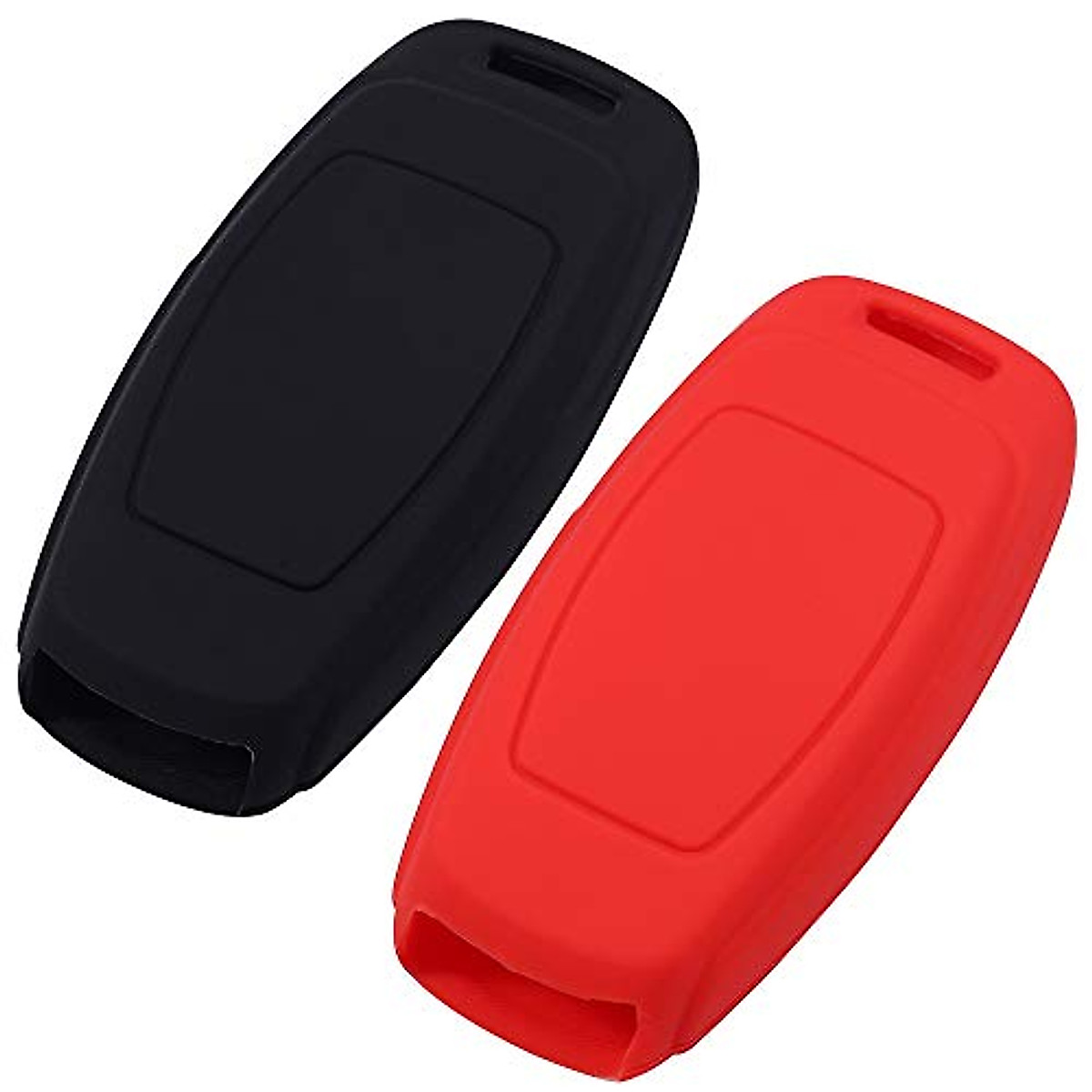 Lcyam 3 Button Key Fob Cover Silicone Case Compatible with 2019 2020 A6 E-Tron Audi A6L A8L A6 A7 A8 Q8 (Black Red)