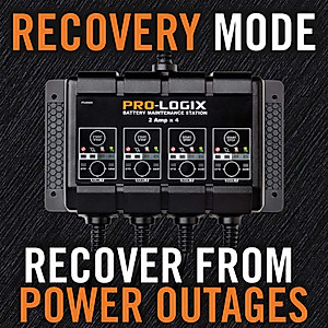 Clore Automotive PL4020, Pro-Logix 4-Bank, 8-Amp (2-Amp Per Bank) Fully Automatic Smart Charger, 12V Battery Charger, Battery Maintainer, Desulfator with Temperature Compensation, Black