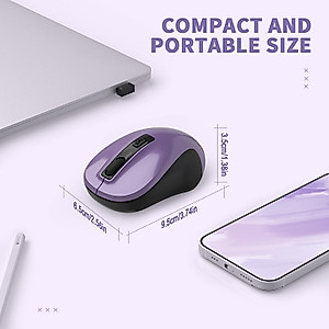 LeadsaiL Wireless Computer Mouse, 2.4G Portable Slim Cordless Mouse Less Noise for Laptop Optical Mouse with 4 Buttons, USB Mouse for Laptop, Desktop, MacBook