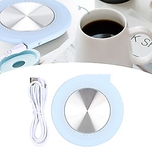 Coffee Mug Warmer, 10 W Compact Portable Candle Warmer Plate USB Charge with Non-Slip Sponge Pad Easy-to-Use Durable Mug Warmer for Tea, Water, Cocoa, Soup, Tea, Milk(blue)