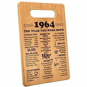 Henghere 60th Birthday Gifts for Women or Men, Happy 60 Year Old Birthday Gifts, 60th Birthday Present, Vintage 1964 60th Birthday Decorations - Cutting Board