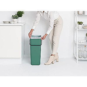 Brabantia Sort & Go Kitchen Recycling/Garbage Trash Can (10.6 Gal/Fir Green) Large Refuse Organiser with Handle & Removable Lid, Easy Clean, PerfectFit Bags Included