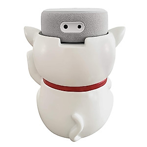 Kwirkworks Smart Speaker Table Stand (Waving Cat) - Decorative Holder for Amazon Echo Dot or Google Home Mini