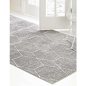 Unique Loom Trellis Frieze Collection Area Rug - Geometric (5' 1" x 8', Light Gray/ Ivory)