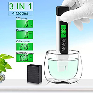 TDS Meter Digital Water Tester, KINCREA 3-in-1 TDS, EC & Temperature Meter with Case, 0-9999 ppm, Professional Water Quality Tester for Drinking Water, Aquarium and More JR021