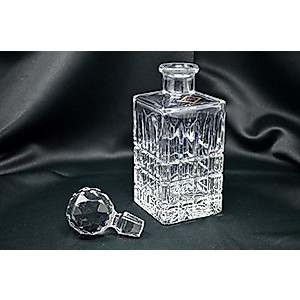 BOHEMIAN CRYSTAL GLASS SET 1+6 DECANTER 23oz./700ml. + TUMBLERS 10oz./300ml. WHISKEY VODKA LIQUEUR JUICE VINTAGE ''Diplomat'' DESIGN ELEGANT CENTERPIECE Set-7 Pcs CLASSIC CZECH CRYSTAL GLASS