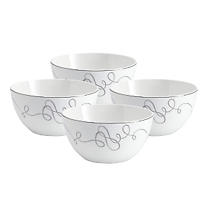 Mikasa Love Story Platinum Banded All Purpose Bowls, Set of 4, White