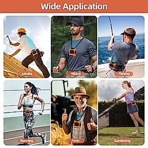 CHARMPㅤ Waist Fan - Portable Neck Fan with 10000mAh Battery, 24-Hour Runtime, LED SOS Light, 3 Speeds, 15500RPM Strong Airflow - Ideal Belt Clip Fan for Jobsite, Farming, Fishing